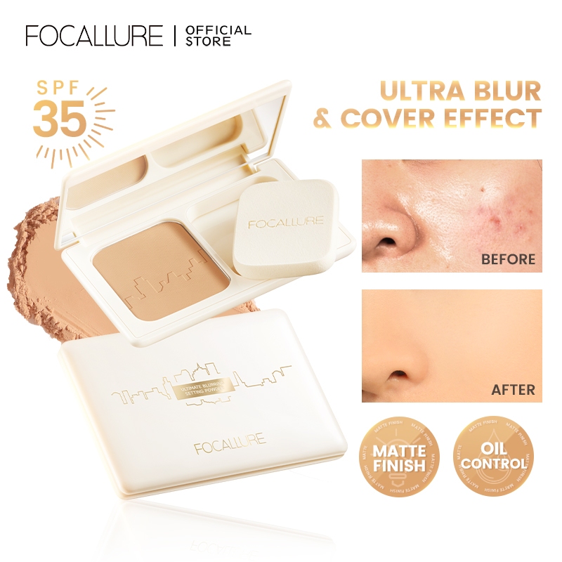 FOCALLURE Setting Pressed Powder High Coverage Dry & Wet Two Use SPF 35 ...