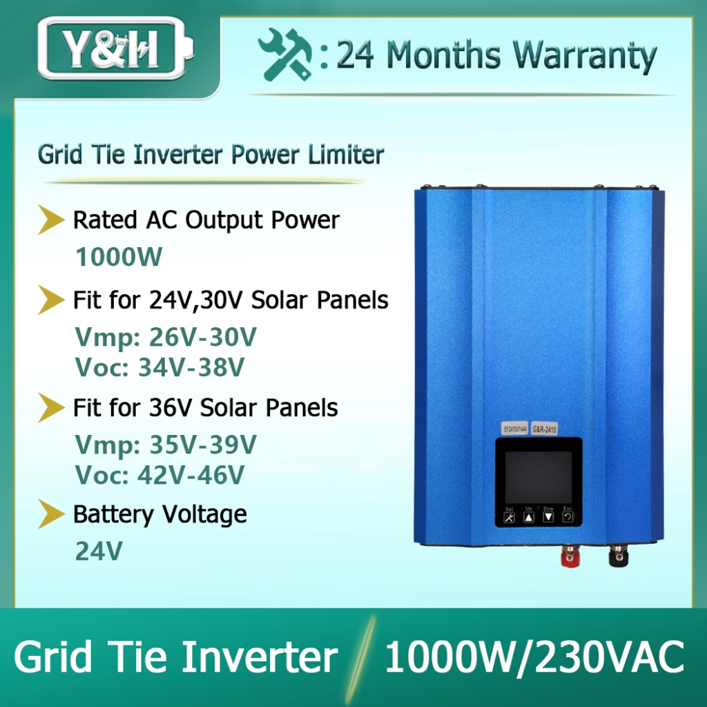 Y&H 1000W Grid Tie Inverter Power Limiter LCD Display DC26-45V Solar ...