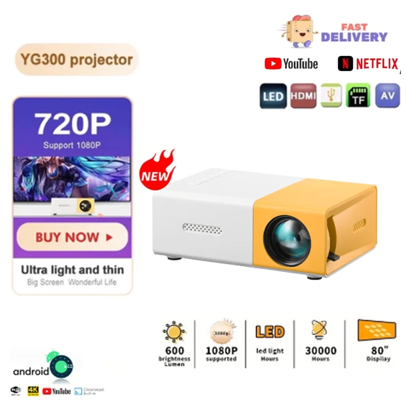 YG300 Wireless Projector Small Portable Projector with Adjustable Focus ...