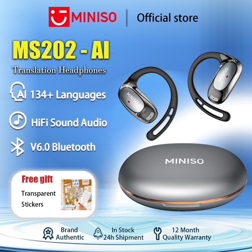 MINISO MS202 AI Translation Earphones V6.0 Earbuds Bluetooth 360°ACS HIFI Sound Quality Wireless ...
