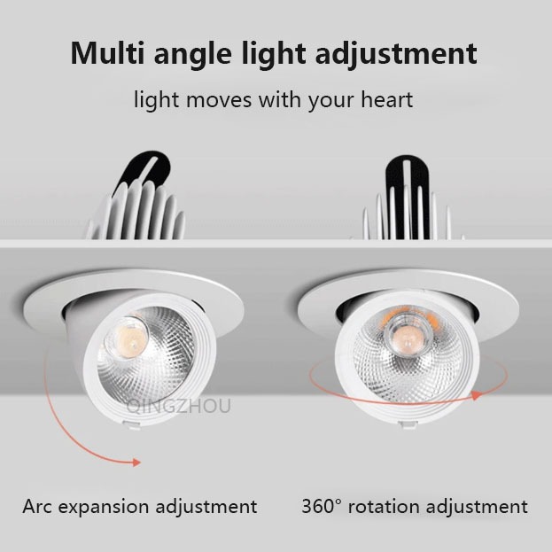 Dimmable LED Downlight Elephant Trunk Angle Adjustable Spotlight 10W ...