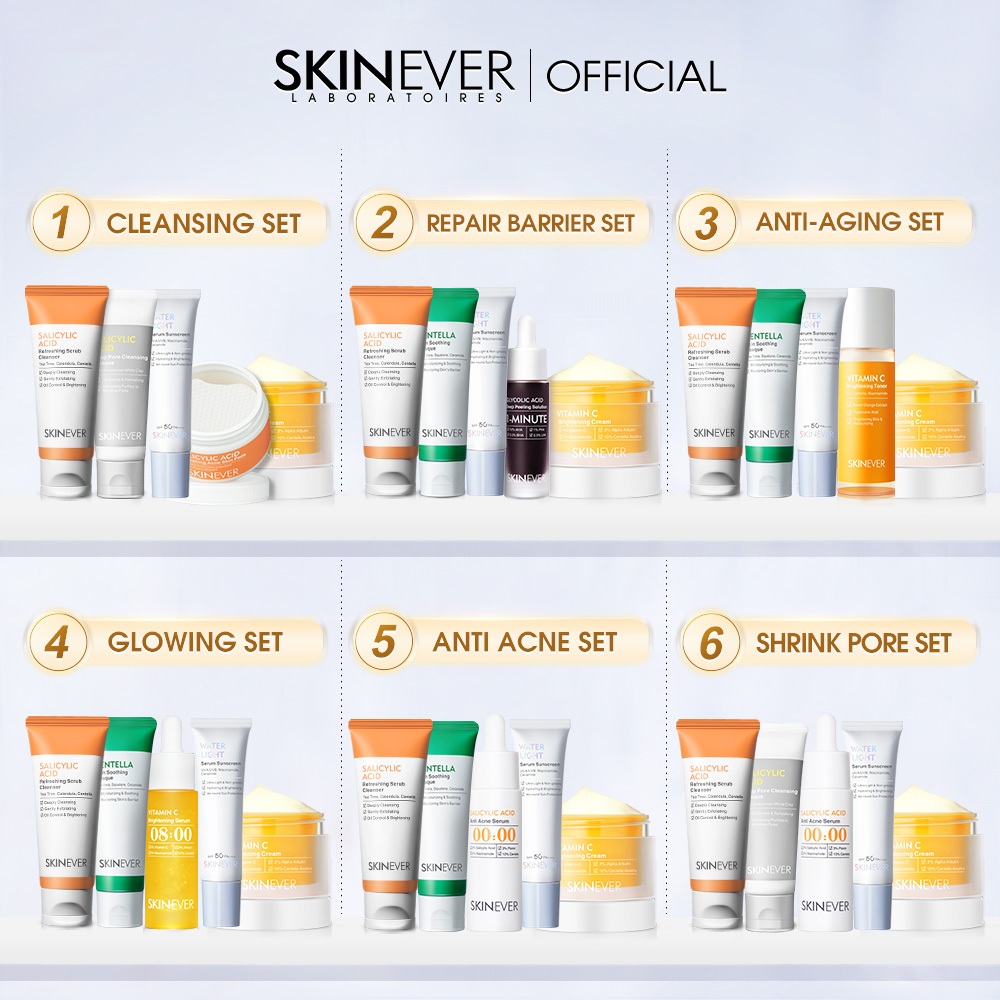 SKINEVER Skincare Set Refreshing Scrub Cleanser Salicylic Acid Serum ...