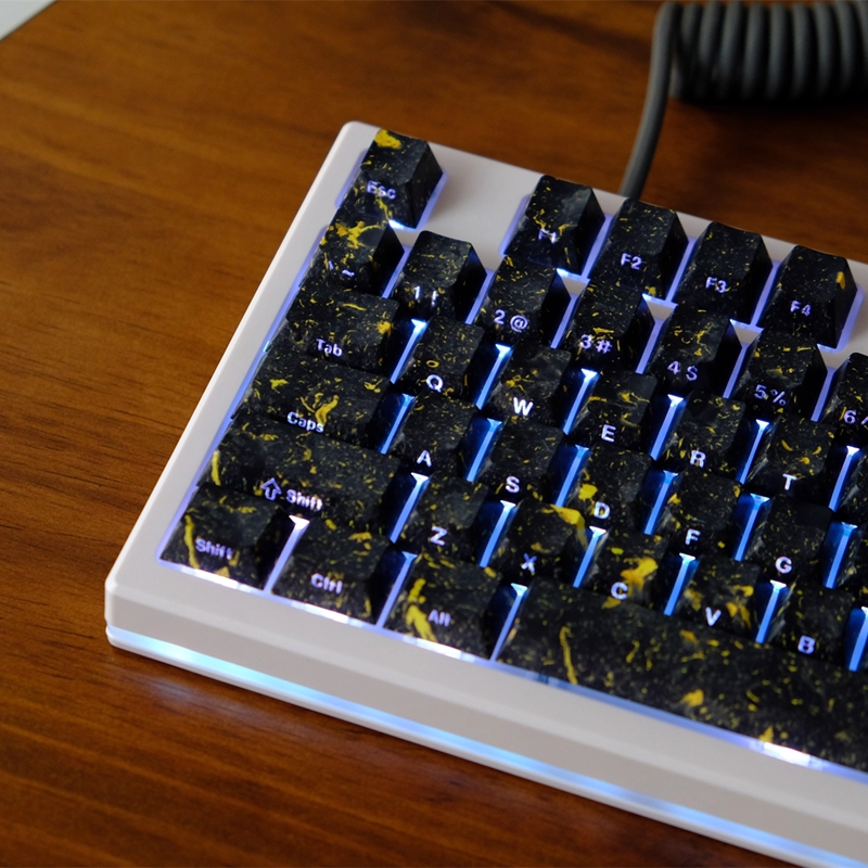 【KEYCAP ONLY】Black Gold Pattern Side Engraved Keycap 136 Keys Shine ...