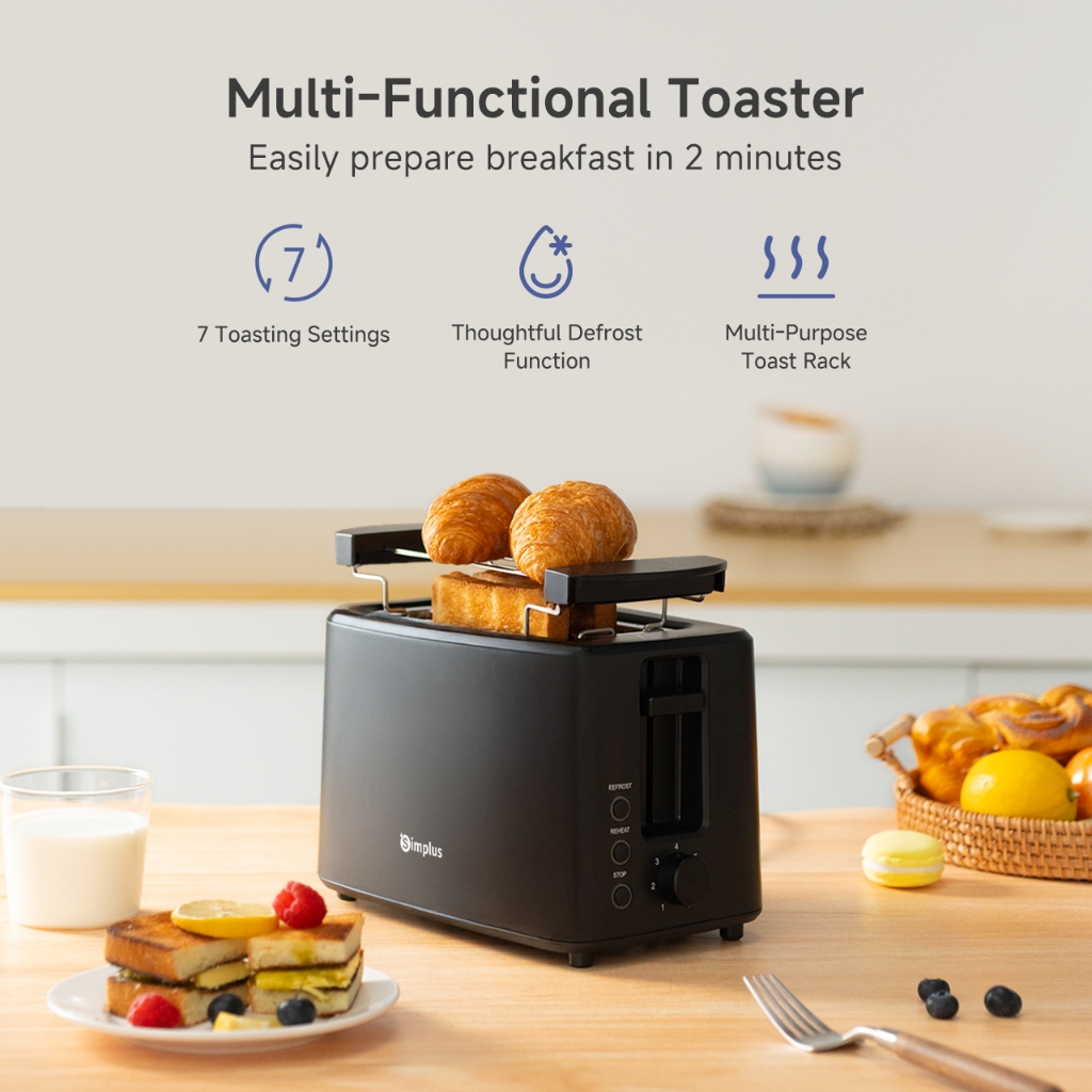 Simplus Toaster Bread Toaster 7-Level Temperature Control 3 Functions ...