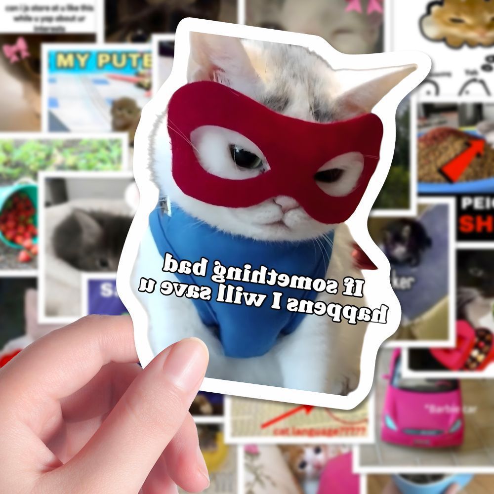 100 PCS Funny Cat Stickers Cat Meme Sticker Waterproof GIF DIY Sticker ...