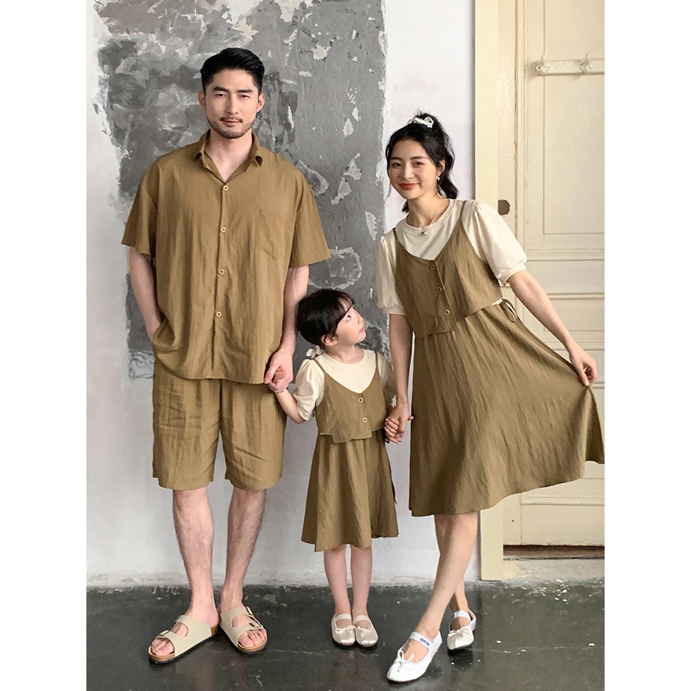 Cotton Family Matching Outfits Men Boy Polo Shirt + Short Pants Women ...