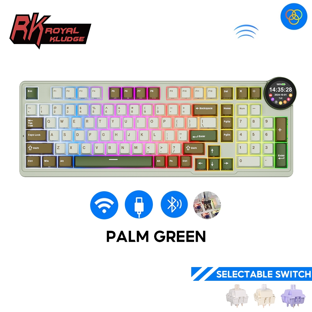 Royal Kludge RK N99 Phantom 98 Key Tri-Mode RGB Wired Bluetooth 2.4G ...