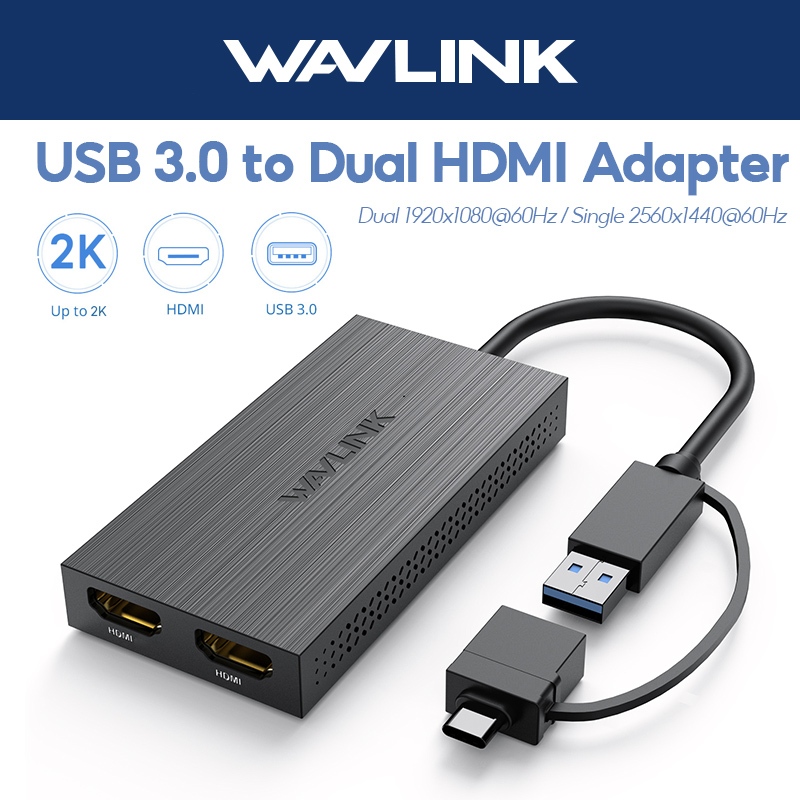 WAVLINK Displaylink USB to HDMI Adapter Dual 1080P@60Hz HDMI Convertor ...