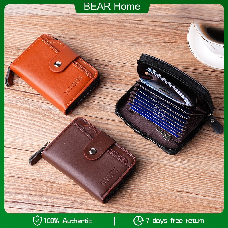 Men's Wallet Short Business Soft Leather Multi-Card Slot Coin Purse Men ...