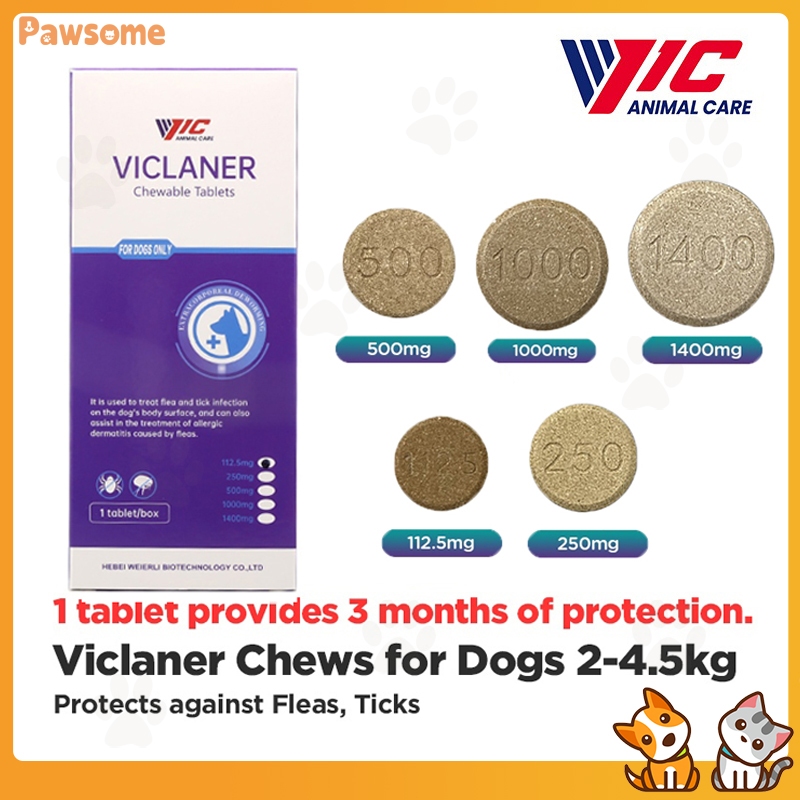 VicLaner Chewable Tablet for Dogs Ticks Fleas Treatment Same Efficacy 3 ...