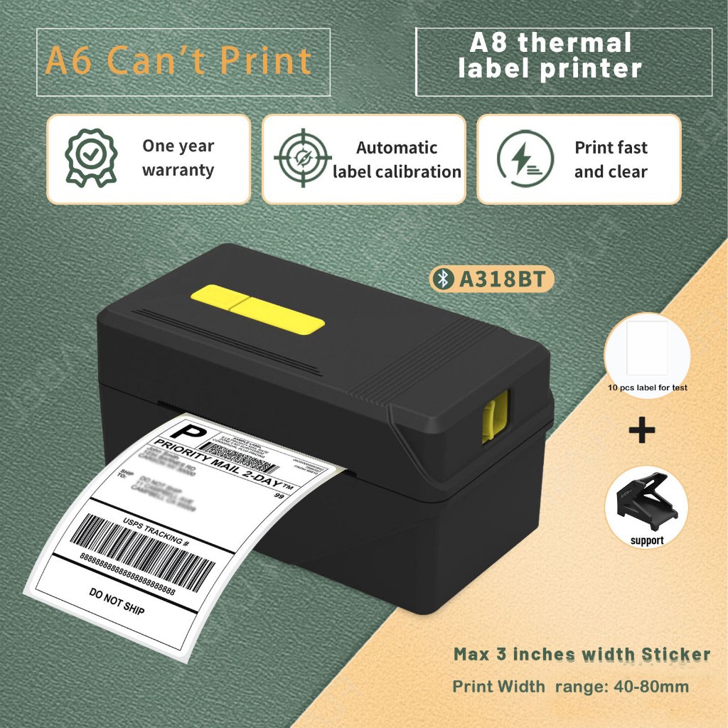 A7 Size Thermal printer A318, A7（76*130mm) 3 inch Bluetooth Waybill ...
