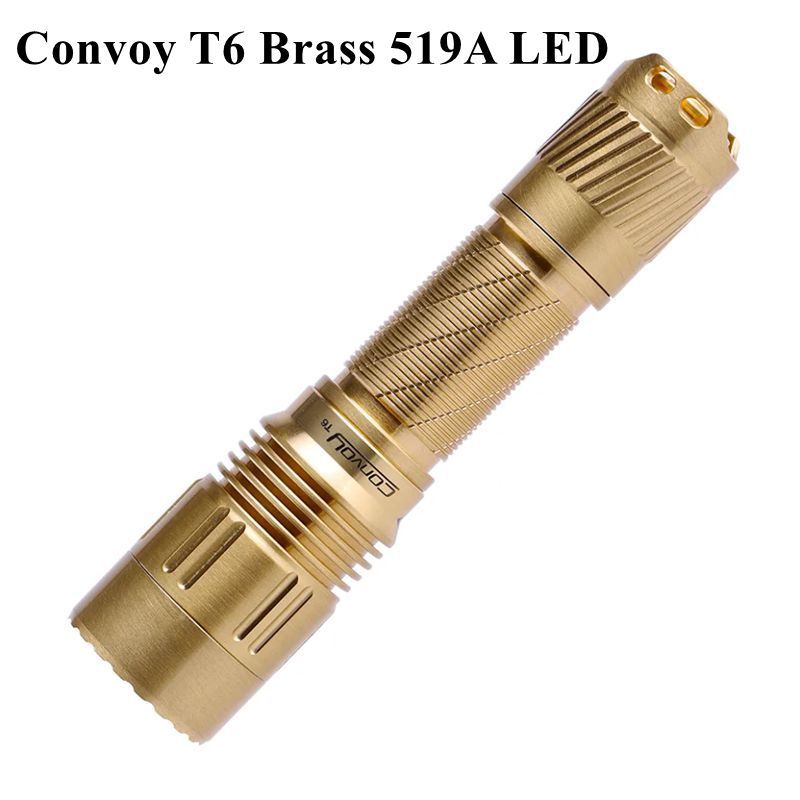 Original Convoy T6 Brass Flashlight With 519A LED Floodlight AA 14500 ...