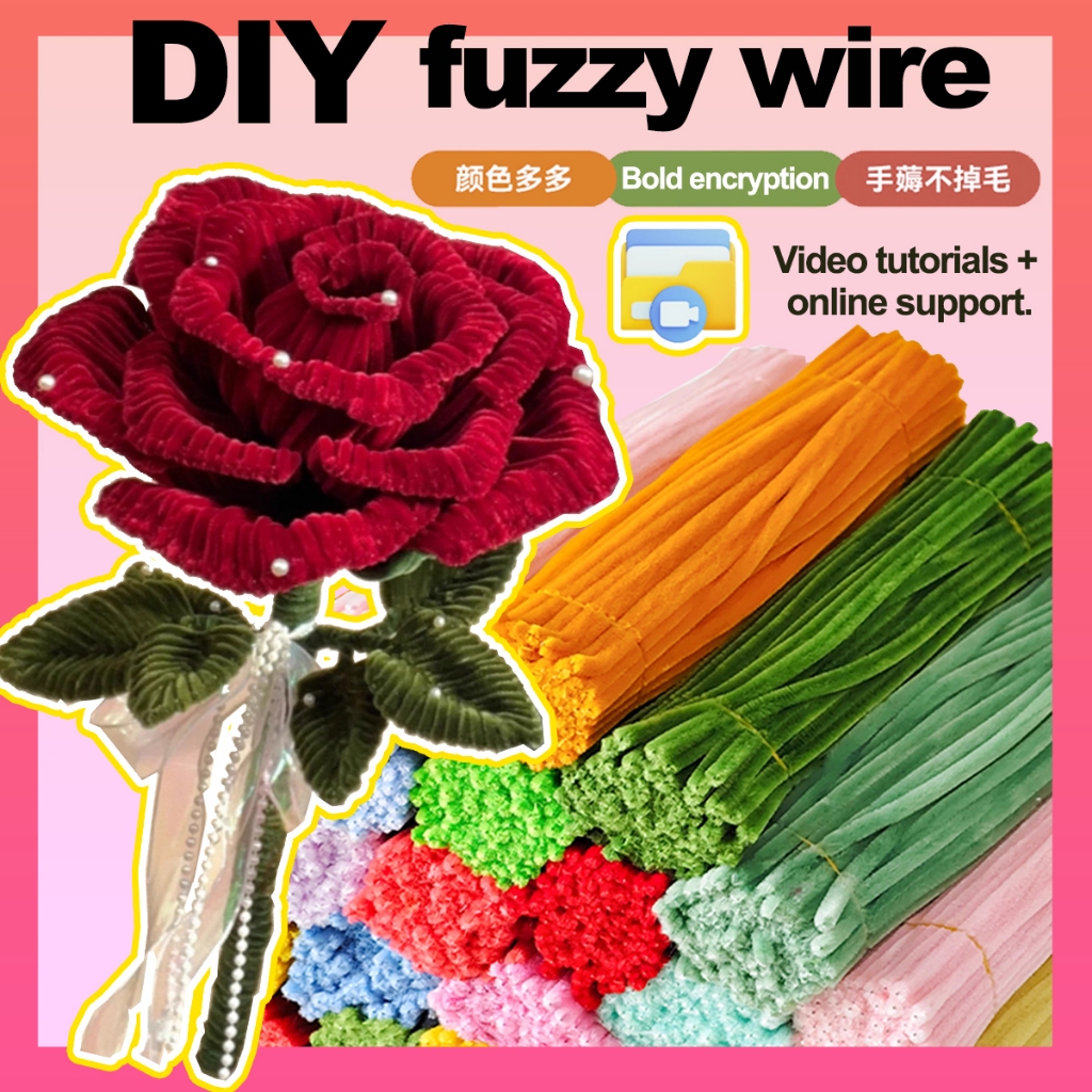 Giant rose bouquet made of fuzzy sticks, a handmade DIY huge flower ...