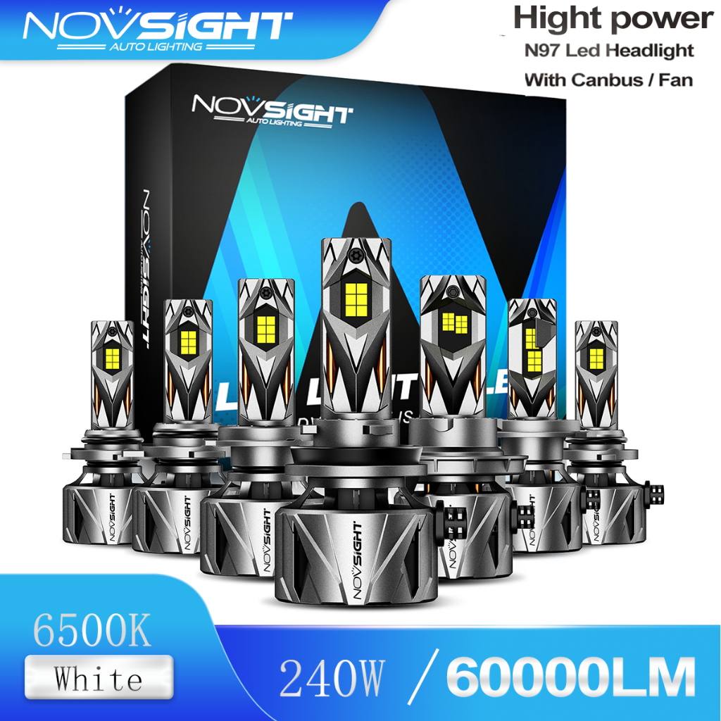Novsight High brightness series N97 LED Car Headlight H4 H7 H11 9005 9006 240W 60000LM 6500K ...