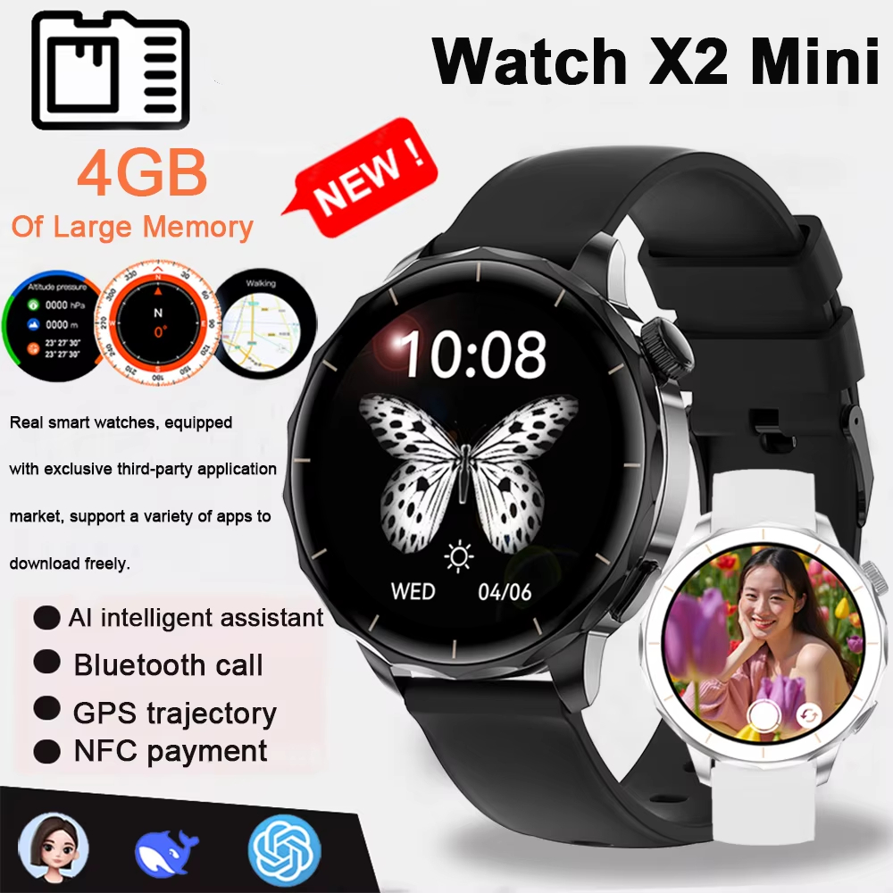 2025 New Watch X2 Mini Smartwatch HD AMOLED 4GB Memory Player Bluetooth ...