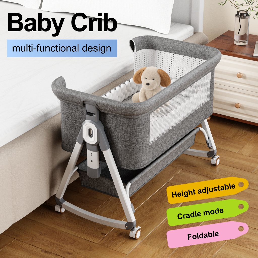 Crib for baby Multifunctional Foldable Baby Crib - Convertible Large ...