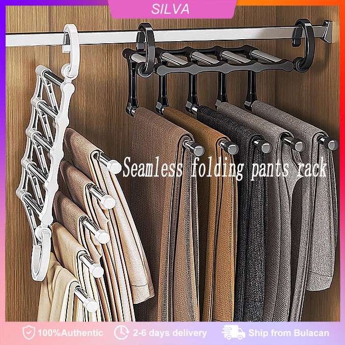 Folding Pants Rack Multilayer Hanger Folding Storage for Pants Trousers ...