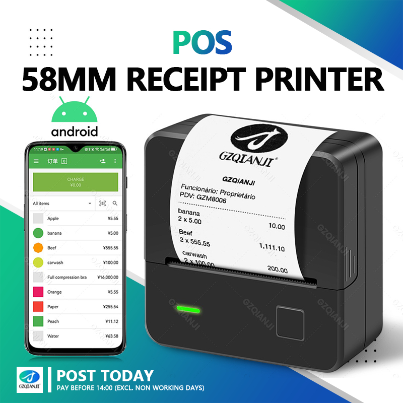 Mini Thermal Receipt Printer Wireless Bluetooth 58mm POS System ...