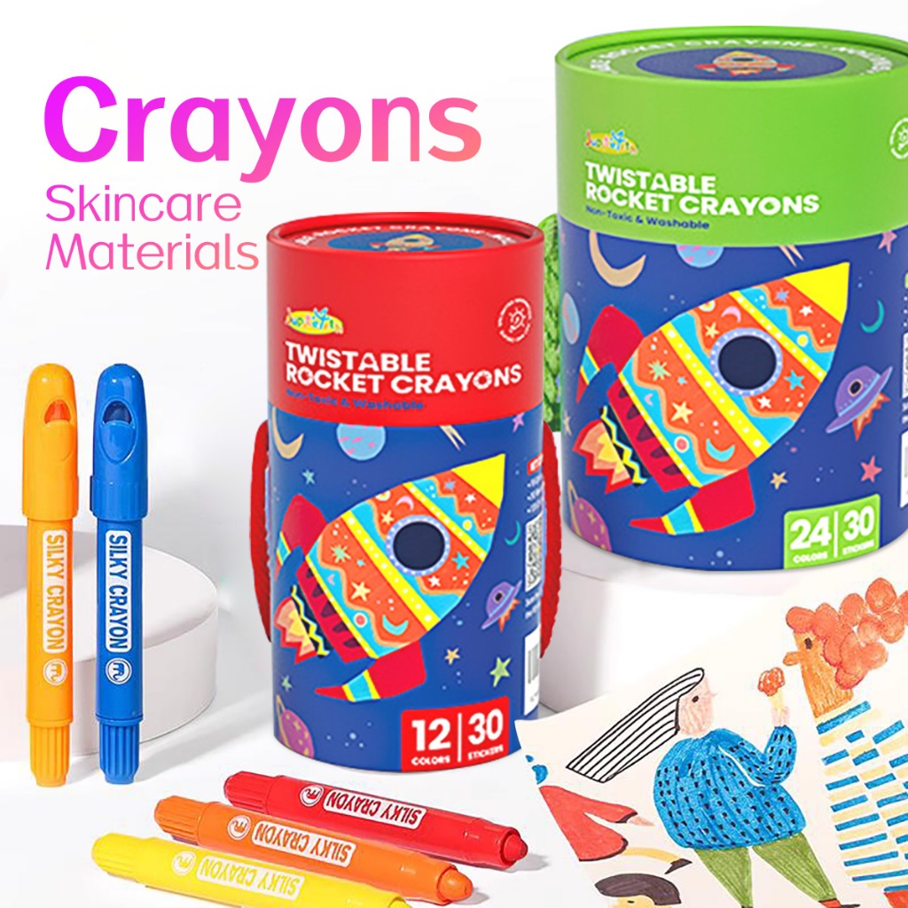 Jumbo-core Crayon marathon coloring! Twist-up tech keeps hands clean ...