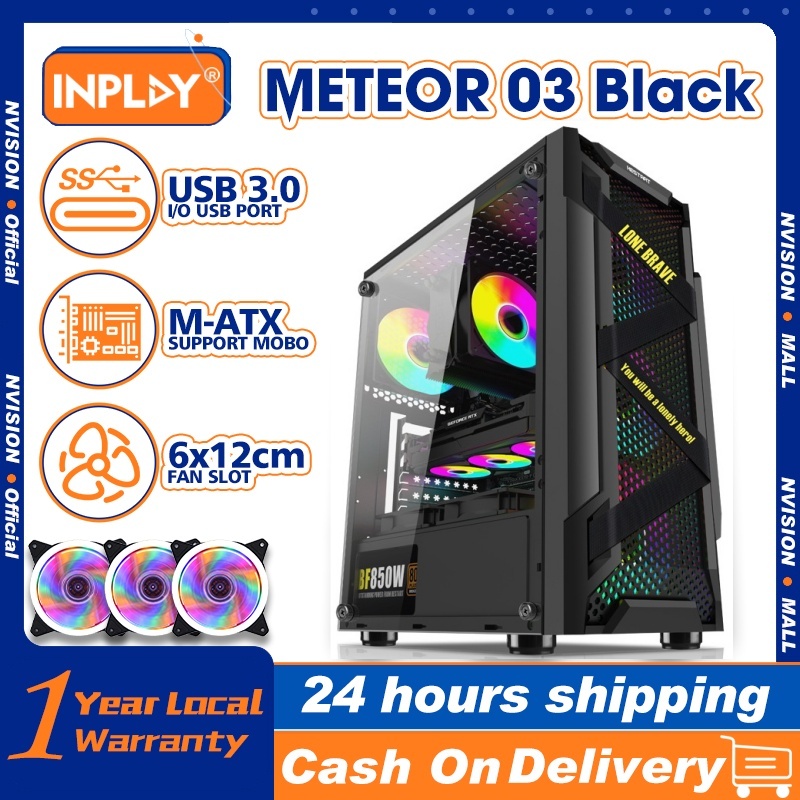 INPLAY Pc Case with Fans Computer Gaming Desktop Matx Table Tempered ...