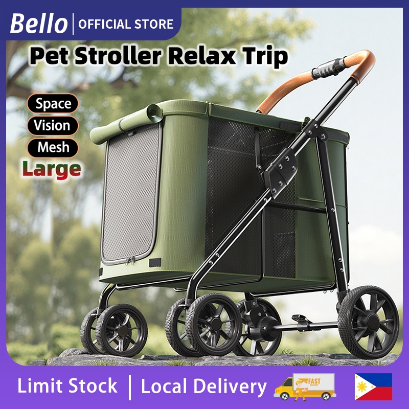 【Ready Stock】BELLO Large Pet Stroller Camping Dog Cart Folding Foldable ...