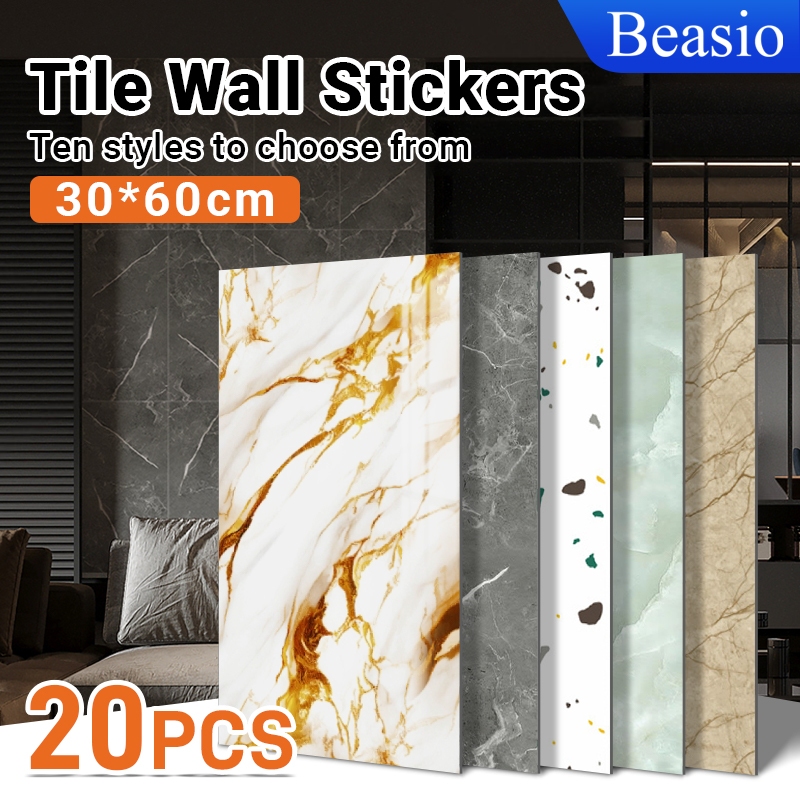 20PCS 30x60cm Waterproof PVC Wallpaper Marble Pattern Wall Sticker Self ...