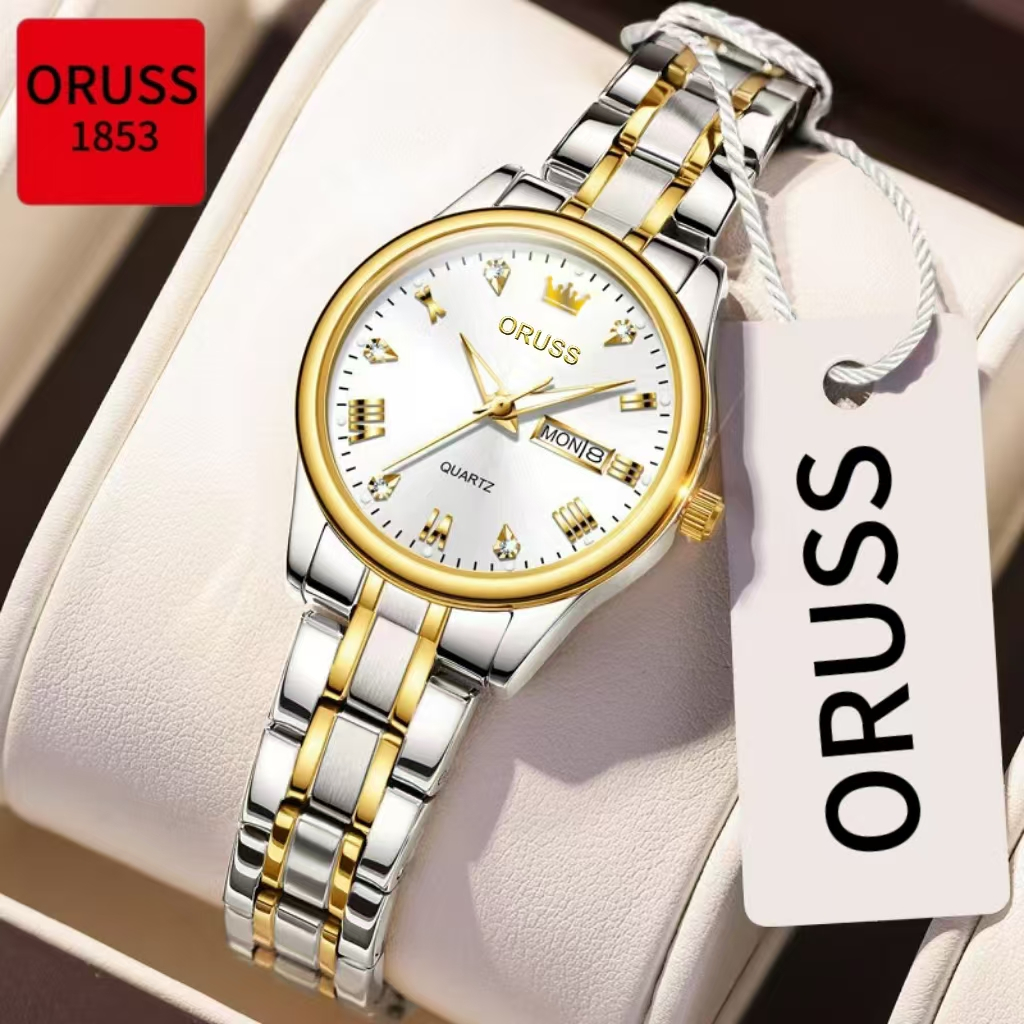 [Gift][With Box]ORUSS Original Women/Men Stainless Steel Dual Calendar ...