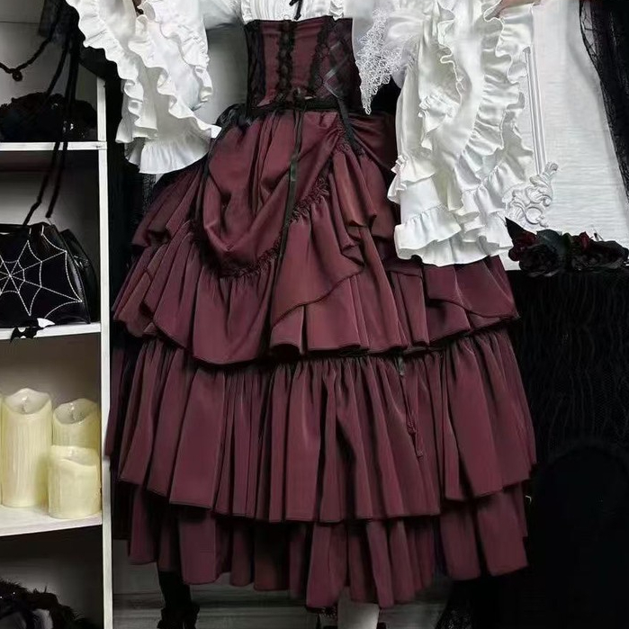 Coal Smoke Rose Steamed Japanese Style Lifting Skirt Sk Elongated Half ...