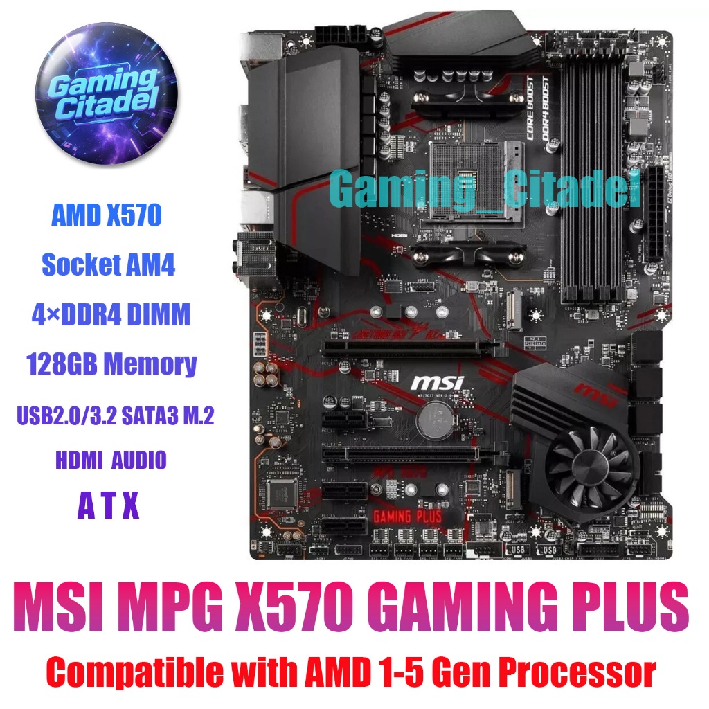 Used MSI MPG X570 GAMING PLUS DDR4 ATX Motherboard AMD AM4 Compatible ...