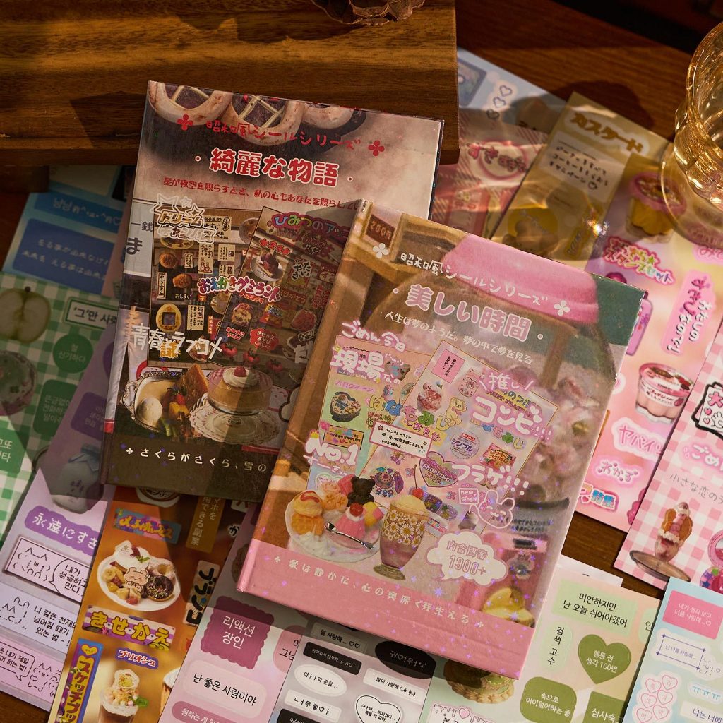 OHAYA |Fixed Memories | 45 Sheets Cut Film Sticker Book Cute Ancient Style Gourmet Landscape ...