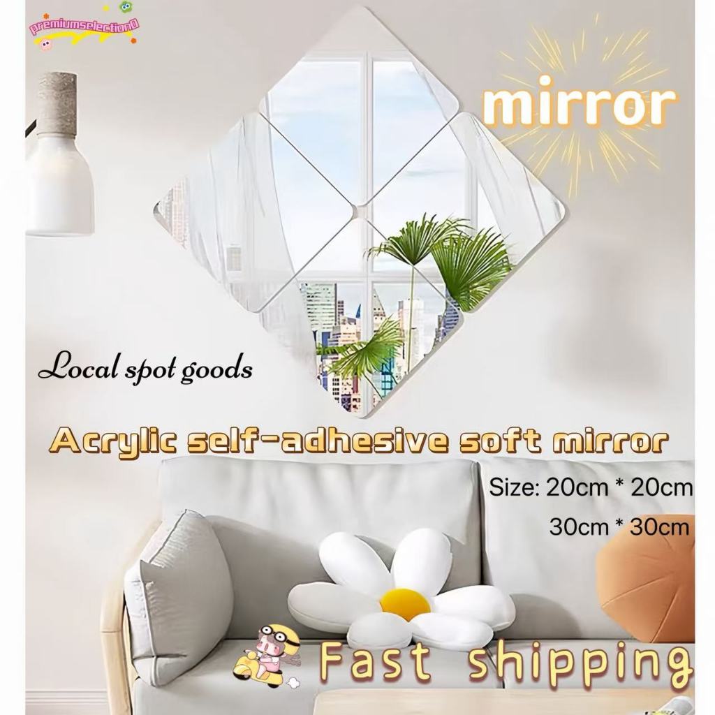 *6Pcs*Square Self-Adhesive Acrylic High-Definition Soft Mirror ...