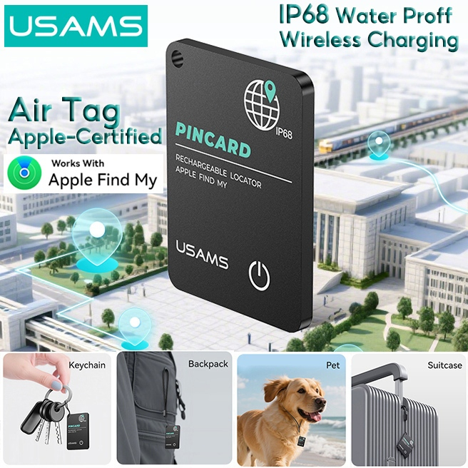 USAMS Smart Tag Smart Tracker With A-pple Find My IP68 Bluetooth Smart ...