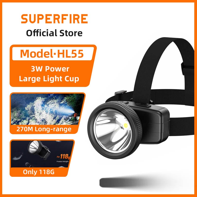 SUPERFIRE HL55 3W Headlights Portable Rechargeable Headlamp Super ...
