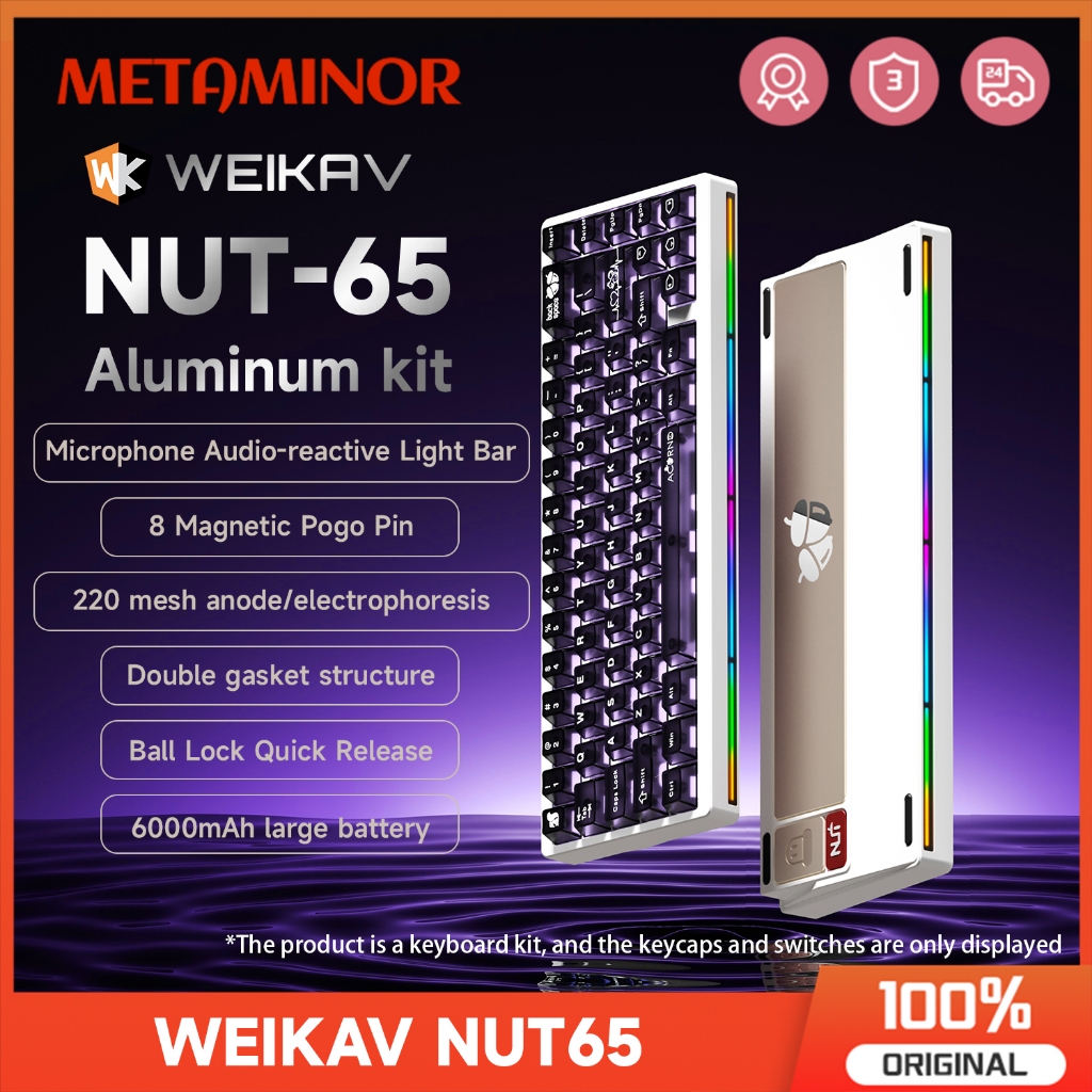 WEIKAV Nut65 Aluminum Wireless Mechanical Keyboard Kit Bluetooth Wired ...