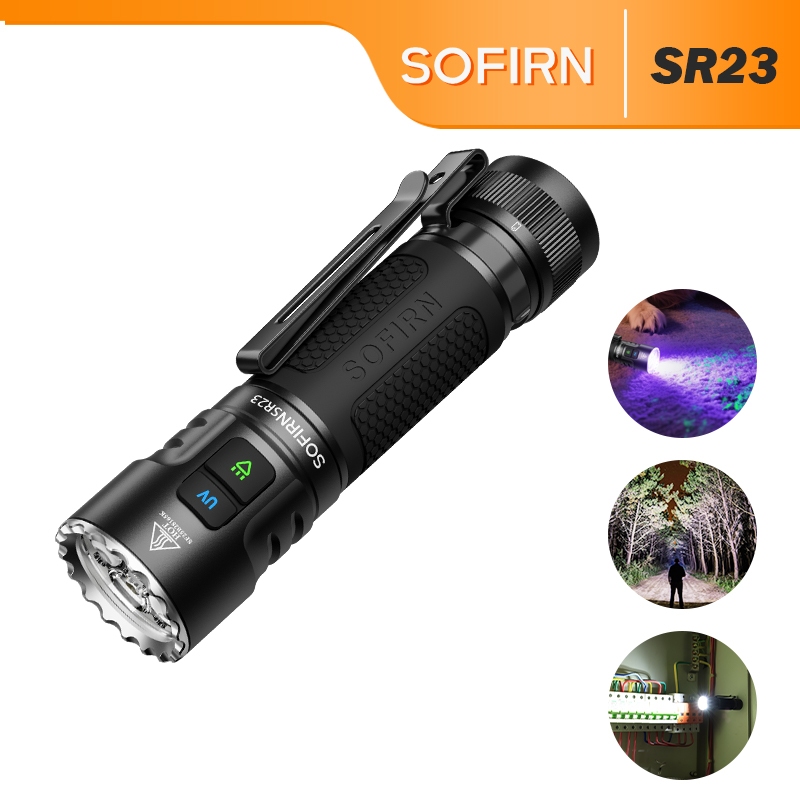 Sofirn SR23 USB-C Rechargeable Flashlight 3300LM White + 365nm UV Dual ...