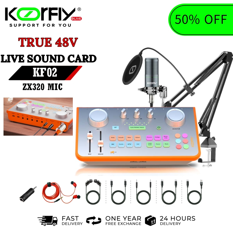 Koorfly KF02 Sound Card Profession Mixer 48V Microphone Phone Charge ...