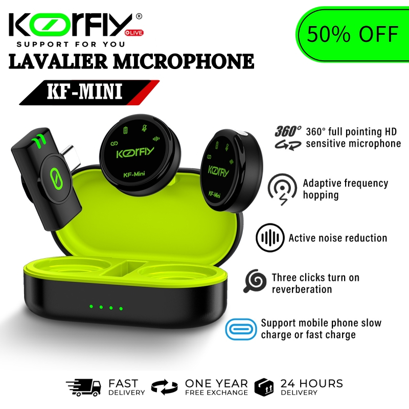 KOORFLY M01/Mini Wireless Lavalier Microphone Lapel Mic Noise Reduction ...