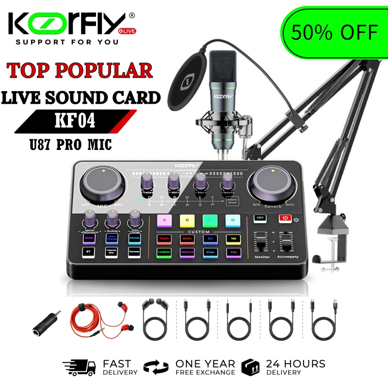 KOORFLY KF04 Live Sound Card Streaming Audio Interface Sound Mixer For ...