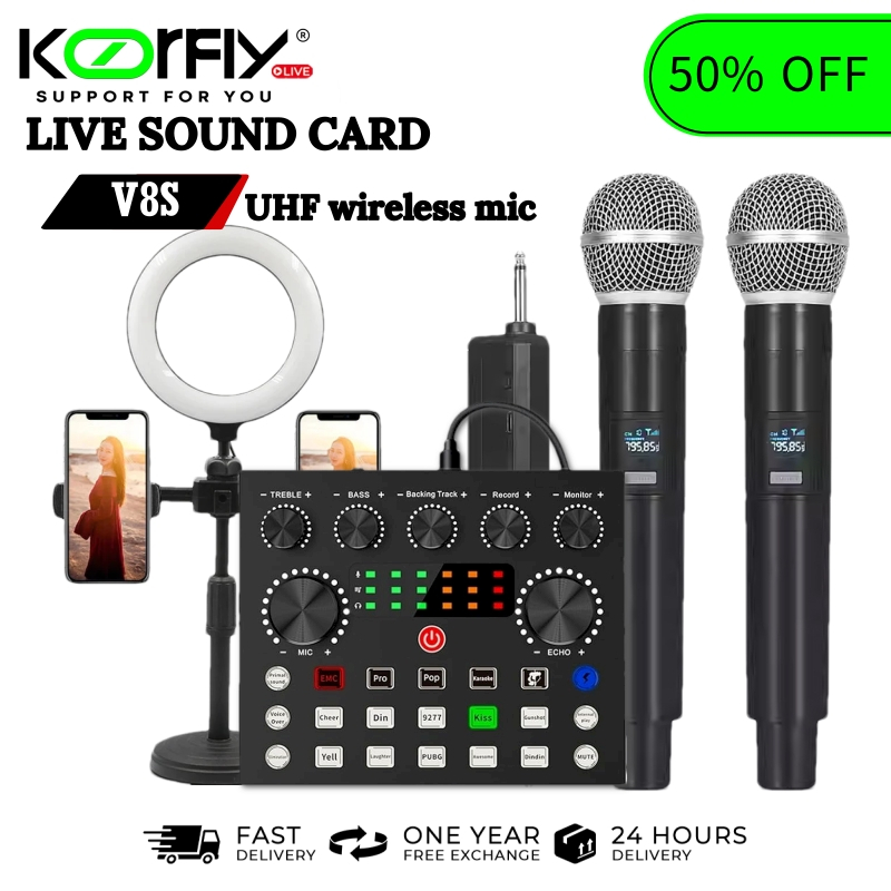 Koorfly V8S Sound Card HIFI Live Sound Card Mixer Board Streaming Audio ...