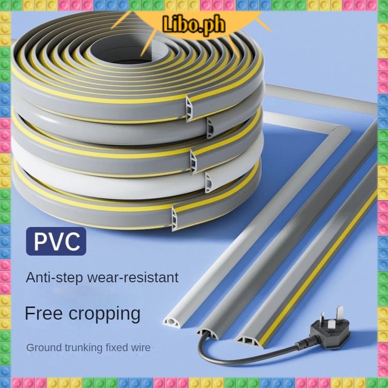 [COD]1/5m Pvc Floor Wire Protection Bar Rubber Wire Storage Slot Wire ...