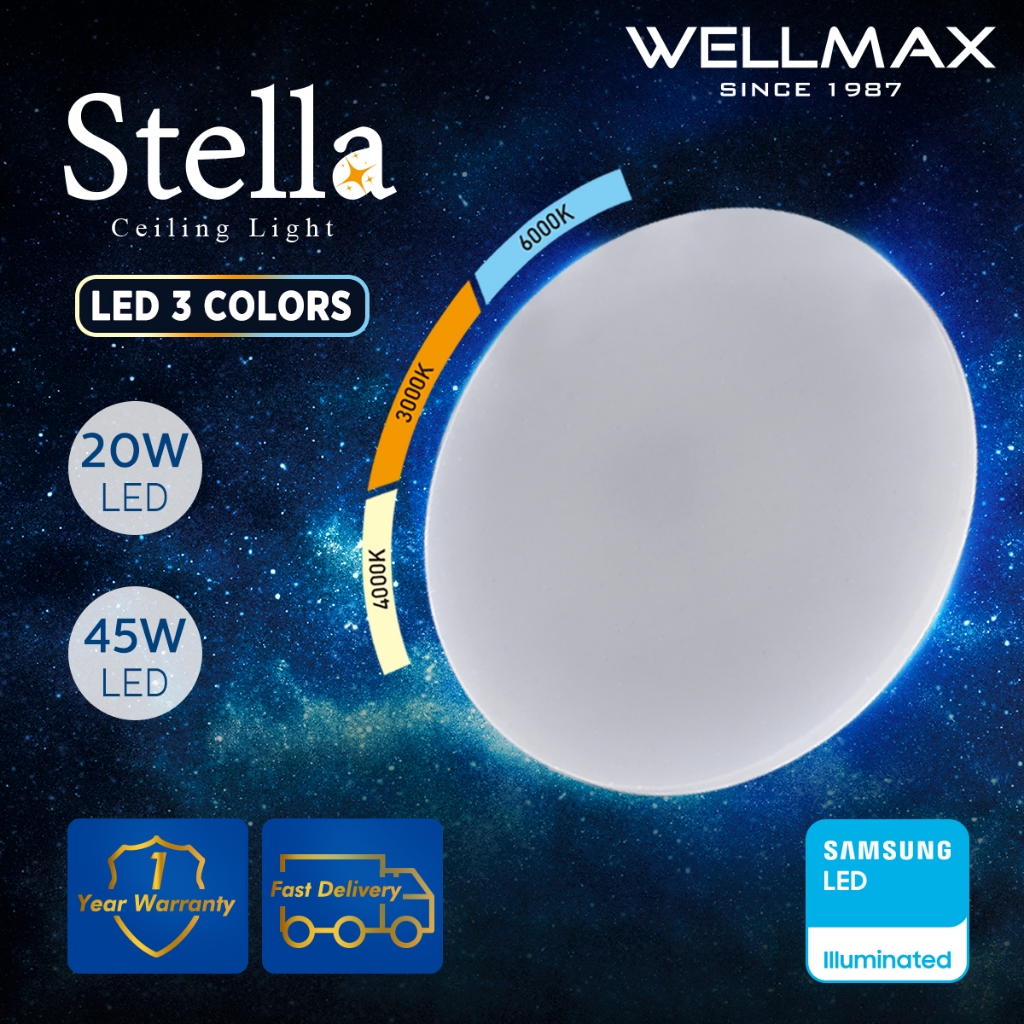WELLMAX Ceiling Light Adopt SAMSUNG LED Chip Surface 3-in-1 Color Temperature | Shopee Philippines