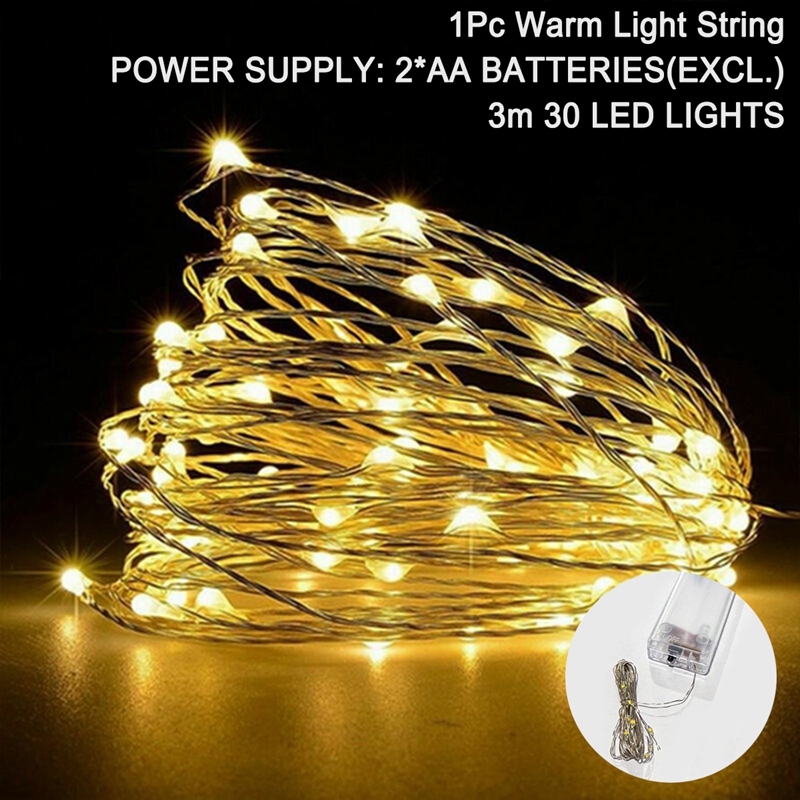 3M Micro Fairy String Lights Silver Wire Battery Operated Christmas ...