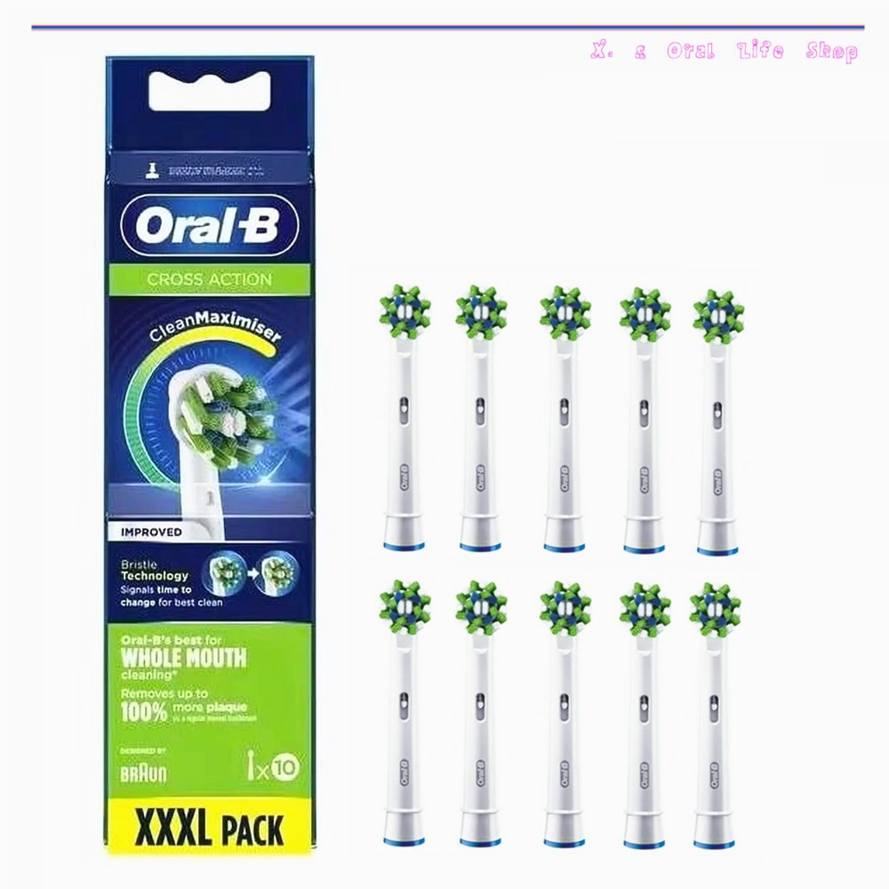 Oral-B CrossAction Toothbrush Head with CleanMaximiser Technology, Pack ...