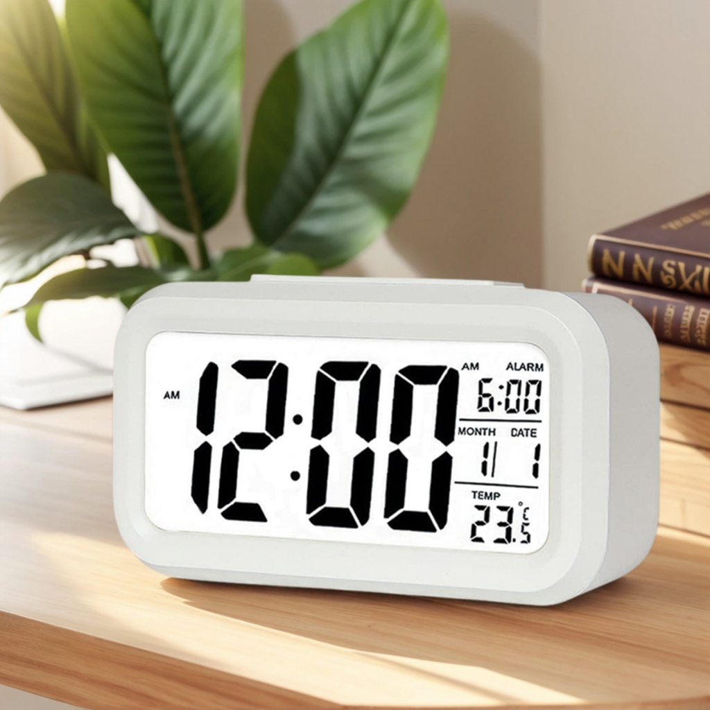 Rechargeable Digital Alarm Clock Mains Powered with Adjustable ...