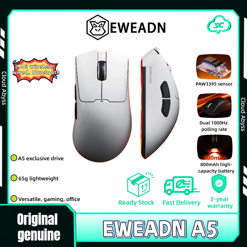 EWEADN A5 Wireless Mouse Ergonomic Lightweight Bluetooth Wired Tri ...