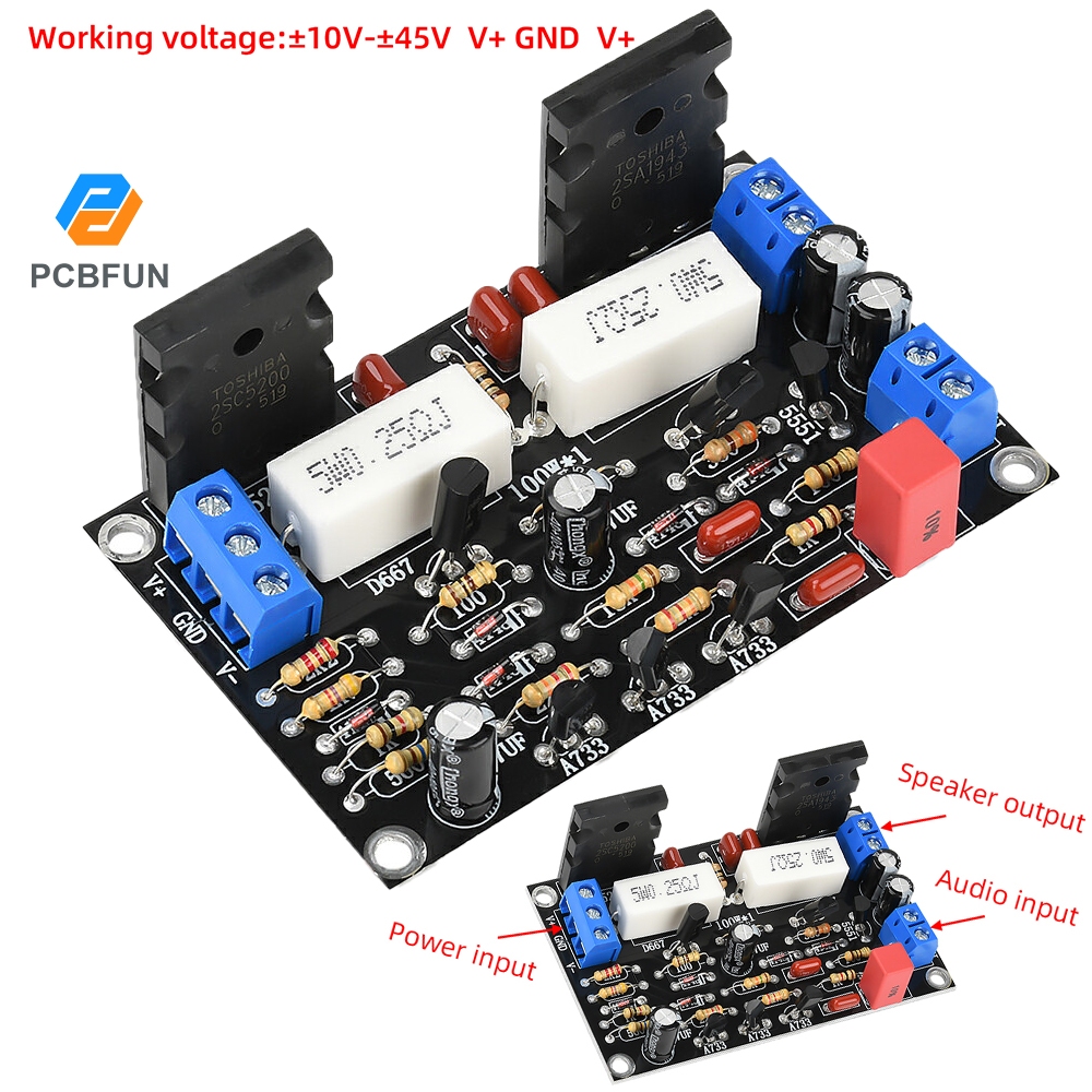Pcbfun DC -10V-45V 2SC5200+2SA1943 Mono High Power Post Stage Amplifier ...