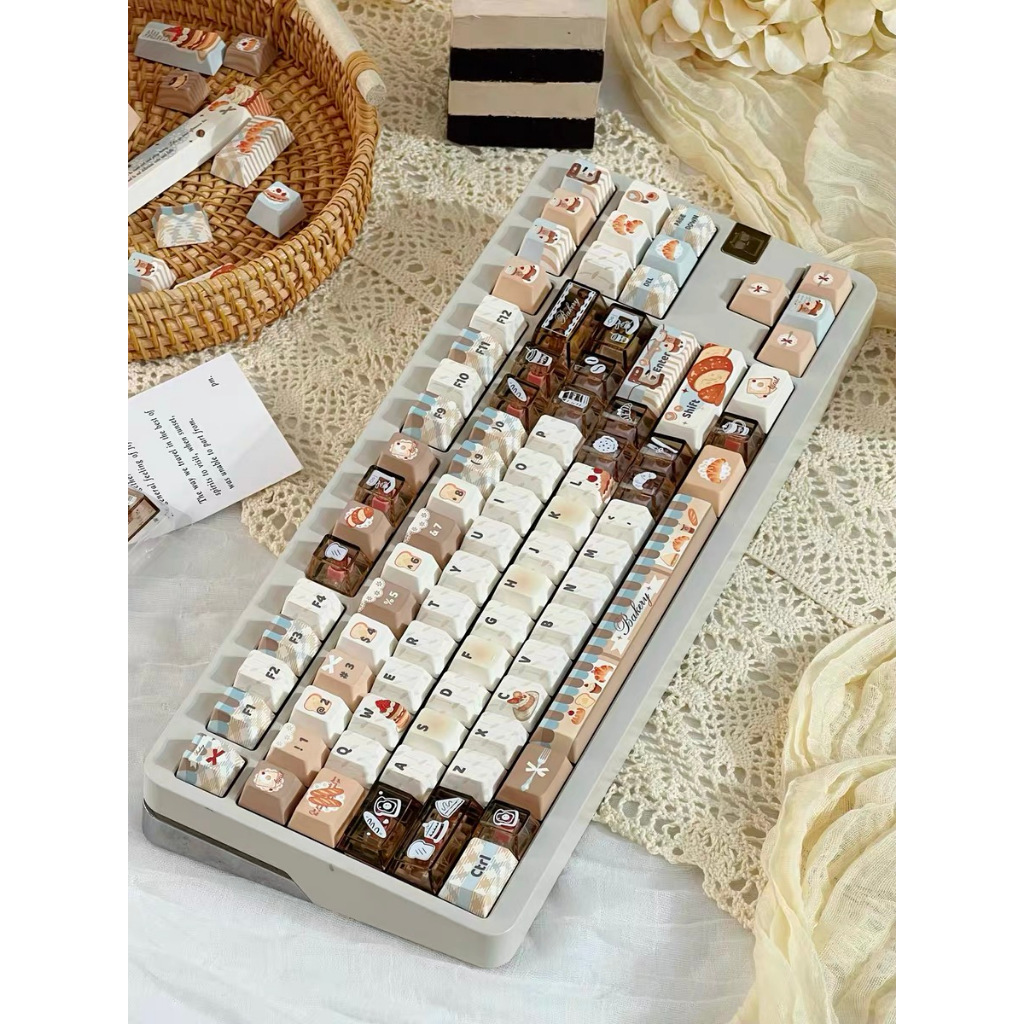 131 Keys Baking Coffee Shop Keycaps SOA/Cherry Height PBT Material ...