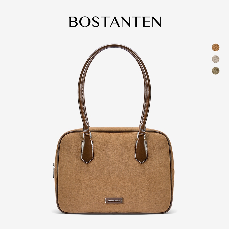 BOSTANTEN Women's Suede Shoulder Bag Retro Toast Bag with Large ...