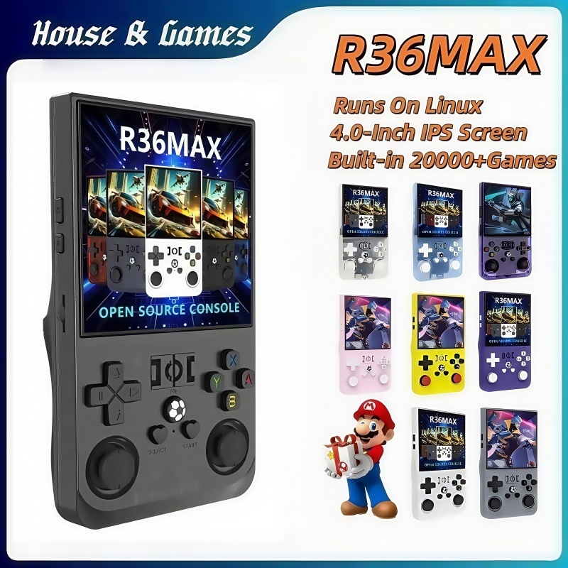 R36MAX Handheld retro game console 4.0 inch large screen game console ...