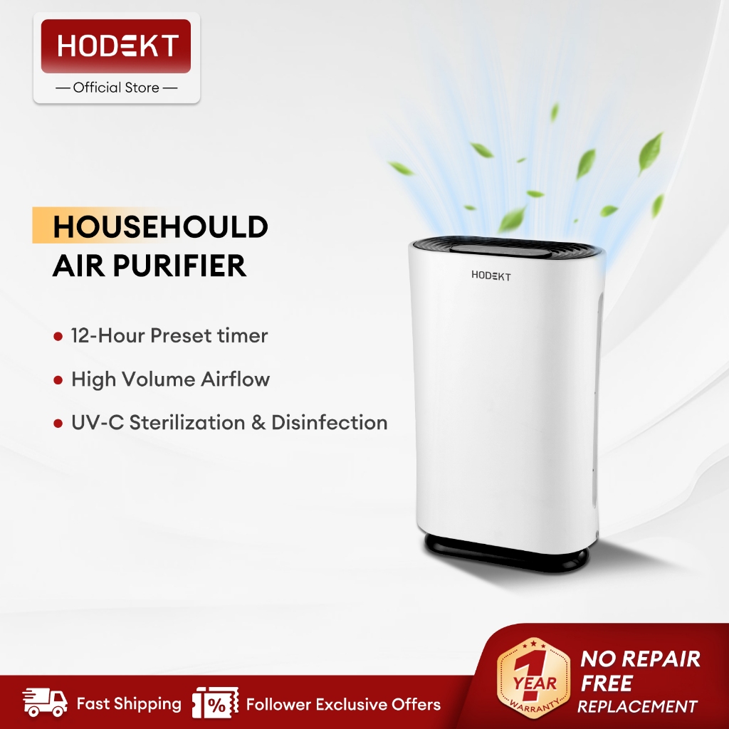 HODEKT Air Purifier UVC Sterilization 3-Stage Filtration Remove ...